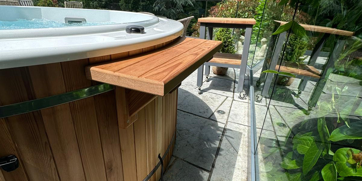 Clearance - Darker Solid Cedar Curved Shelf | Urban Cedar Hot Tubs