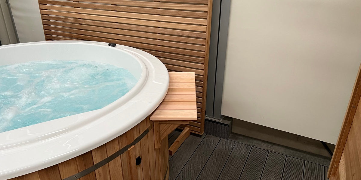 Slatted Cedar Curved Shelf | Urban Cedar Hot Tubs